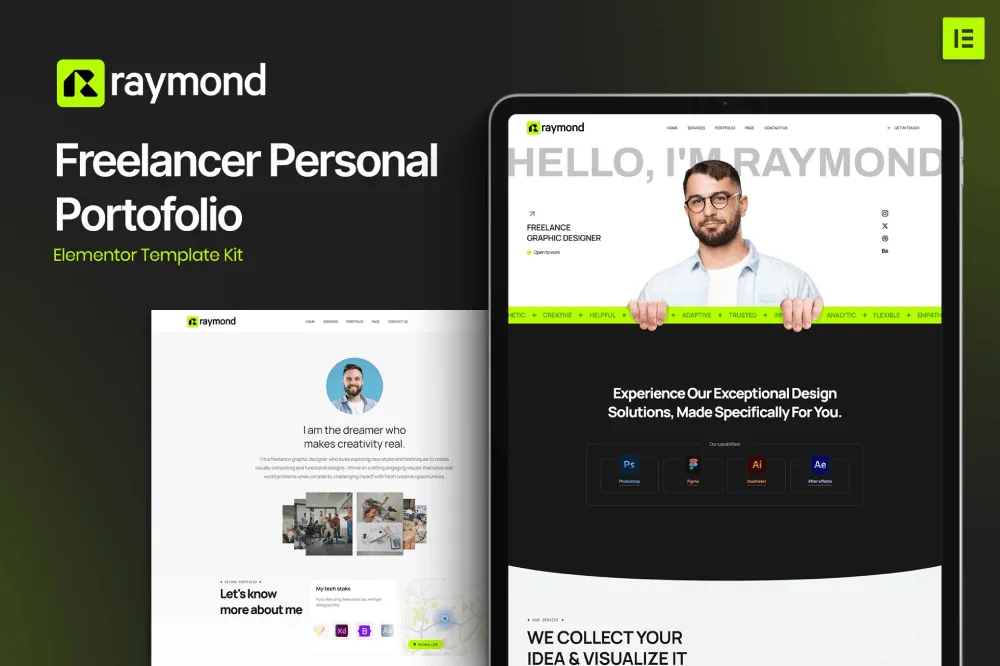 Raymond – Freelancer Personal Portfolio Template Kit